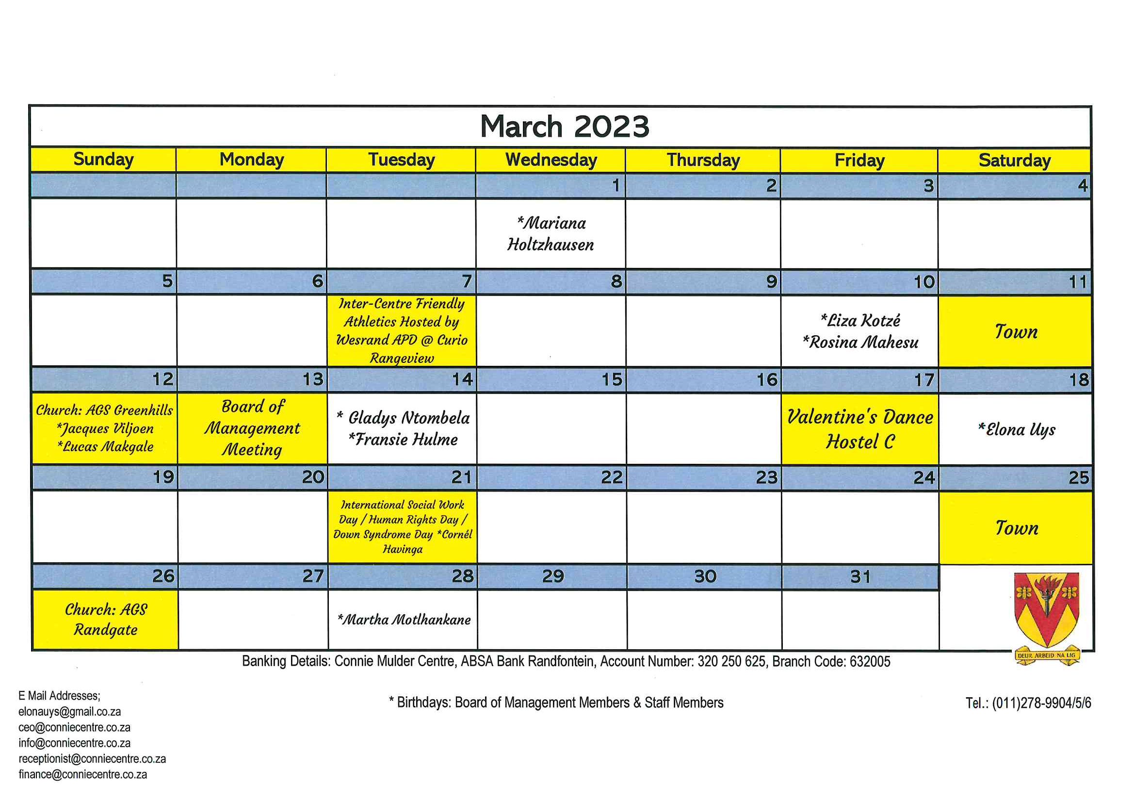 Events – Connie Mulder Centre